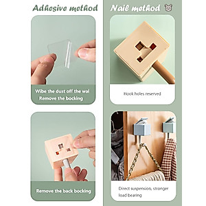 NiceForU Cute Cat Wall Hooks, Wall Mounted Coat Hook Adhesive or Nail for Dual use, Decorate Non Slip Space Saving (Pack of 6)