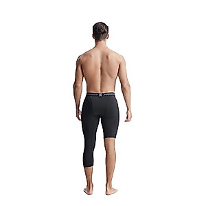 The New Men's Basketball Single Leg Tight Sports Pants 3/4 One Leg Compression Pants Athletic Base Layer Underwear (Large, Black-2)