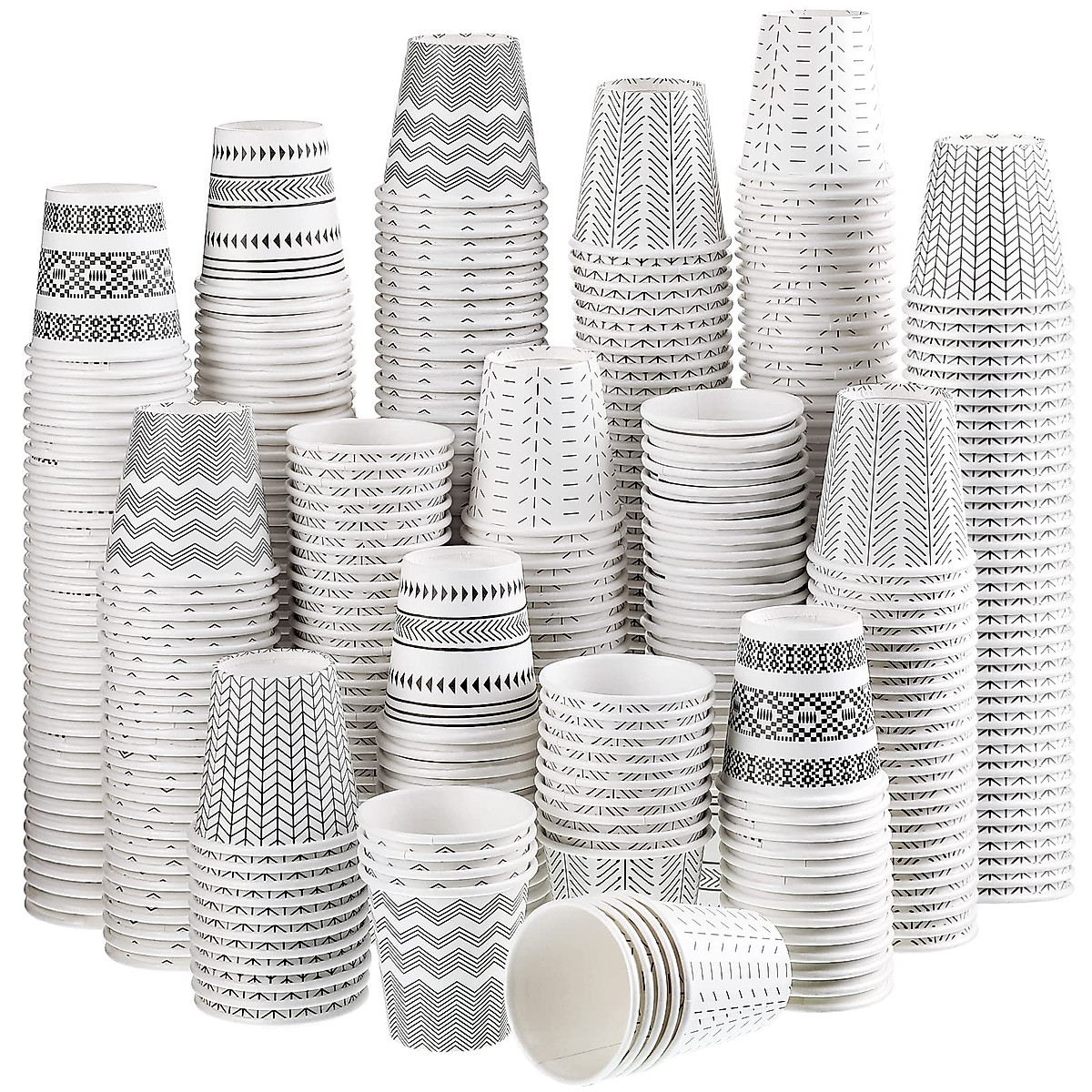 600 Pack Disposable 3 oz Paper Cups, Mouthwash Small Tasting Cups Bathroom Paper Coffee Cold Beverage Drinking Cup for Picnic, BBQ, Party, Travel and Event (Stylish)