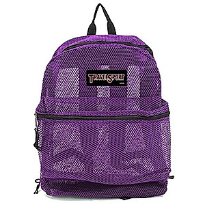 Travel Sport Transparent See Through Mesh Backpack/School Bag (Purple)