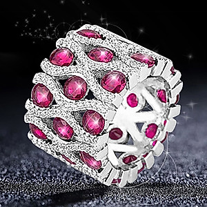 Womens Spinner Band Ring Wide Eternity Ring Wedding Band Plated Wide Band Cubic Zirconia Eternity Band Ring Jewelry Gift