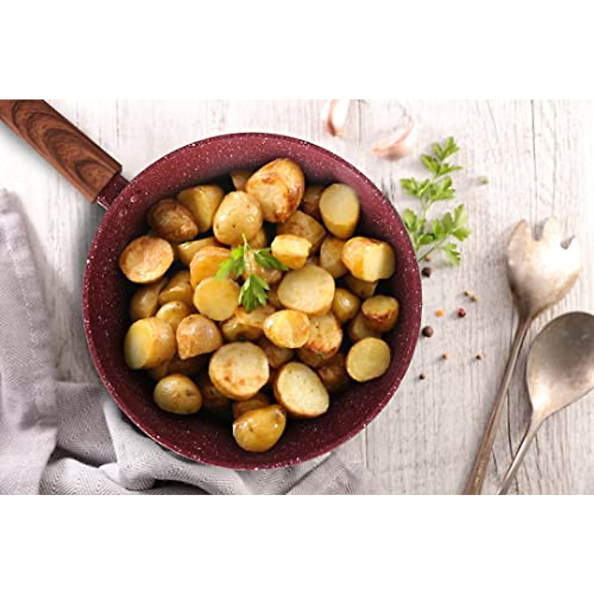 Easy chef always 10 Inch Nonstick Frying Pan Skillet, Non Stick Granite Coating Egg Pan Fry Pan Omelet Pan Saute Pan, Healthy Stone Cookware Chef’s Pan, PFOA Free, Induction Compatible, Red