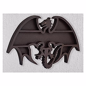 PEVSCO Crystal Shelf Display Rustic Wooden Dragon Animal Shape Wall Shelf, Boho Wall Decor Small Nursery Holder Circle Home Office Room Decor