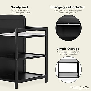 Dream On Me Anna 3-in-1 Full-Size Crib and Changing Table Combo in Black, Greenguard Gold Certified, Non-Toxic Finishes, Includes 1" Changing Pad, Wooden Nursery Furniture