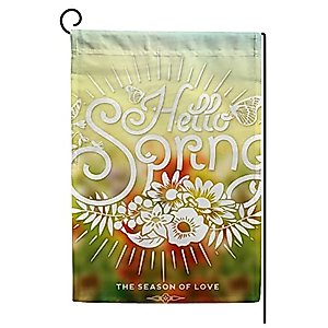 My Little Nest Seasonal Garden Flag Hello Spring Vertical Garden Flags Double Sided for Home Farmhouse Yard Holiday Flag Outdoor Decoration Banner 12"x18"