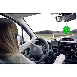 ZONETECH Green 3" Square Hanging Dice-Soft Fuzzy Decorative Vehicle Hanging Mirror Dice with White Dots - Pair