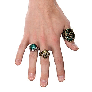 elope Disney Pirates of the Caribbean Jack Sparrow Costume Ring Set for Adults and Teens