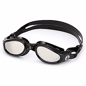 Aqua Sphere Kaiman Adult Swimming Goggles - The Original Curved Lens Goggle, Comfort & Fit for the Active Swimmer | Unisex Adult, Silver Titanium-Mirrored Lens, Black/Black Frame, EP3000101LMS