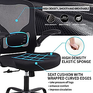 Flysky Ergonomic Office Desk Chair Breathable Mesh Swivel Computer Chair, Lumbar Back Support Task Chair, Office Chairs with Headrest and Flip-up Arms, Adjustable Height Executive Rolling Chair