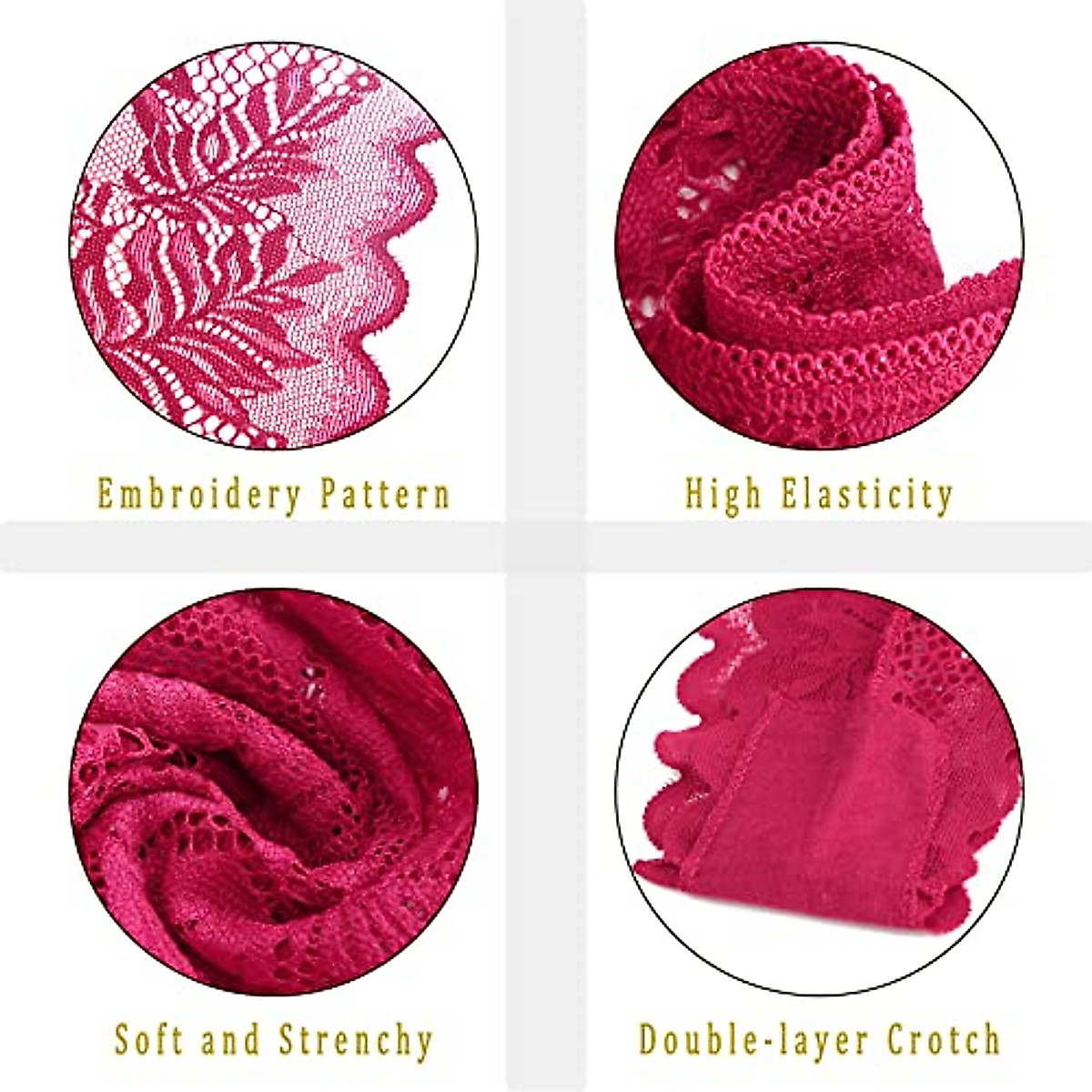 CUTE BYTE High Waisted Thong for Women Underwear Thongs Lace Hollowed V-Shape Waistband Strenchy Sexy Underwear for Women 10 Pack