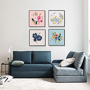 Myfelicity 4 Sets of Embroidery Starter Kits, Adult Women’s Hobbies, Including Cloth with Floral Patterns, Colored Threads, Needles, Hoops and Instructions