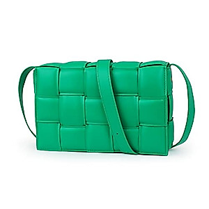 JBB Women Woven Padded Cassette Crossbody Bags Purse Shoulder Handbags Small Square Bag Designer Handbag Clutch Green