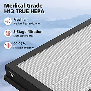 PM1240B & AP2 Air Filter Replacement Compatible with Priestley PM1240B and Airversa AP2 Purelle Air Purifier 3-Stage Powerful Filtration H13 True HEPA Filtering 99.97% Smoke, Odor, Particles, 4 Pack
