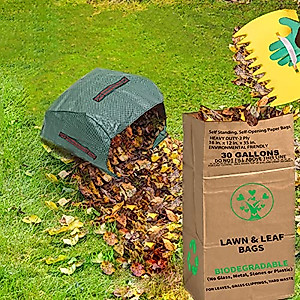AimGrowth 30 Gallon Heavy Duty Brown Paper Lawn and Leaf Bags with 20 GAL Dustpan-Type Bag, 2-Ply Heavy Duty Large Kraft Paper Bags (10 Count) | Tear Resistant Yard Waste Bag for Home and Garden