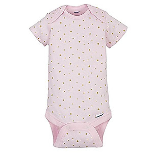 Gerber Baby Girls 5-Pack Short Sleeve Variety Onesies Bodysuits, Princess Crown, 0-3 Months