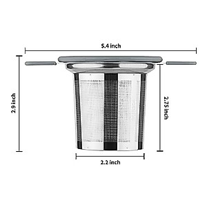 Ohtomber Tea Infuser Strainers for Loose Tea, Stainless Steel Loose Leaf Tea Strainer Stepper with Heat Proof Double Handles, Extra Fine Mesh Tea Ball Infusers, Tea Diffuser Holder Filter for Mugs