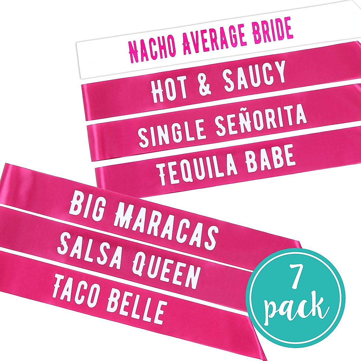 Final Fiesta Bachelorette Sashes | 7 Pack | 1 Bride to be Sash and 6 Bride Tribe Sashes with Fun Final Fiesta Phrases