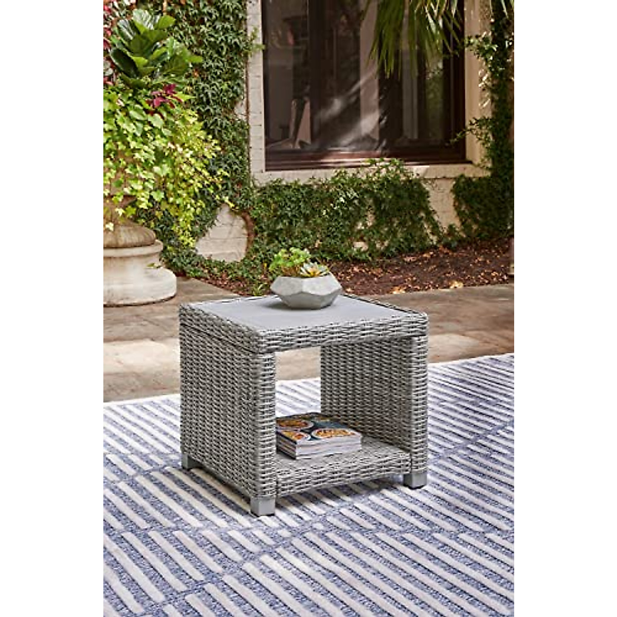 Signature Design by Ashley Naples Beach Casual Outdoor End Table, Light Gray