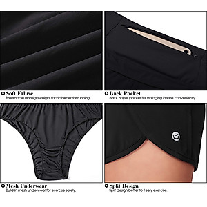 G Gradual Women's Running Shorts with Mesh Liner 3" Workout Athletic Shorts for Women with Phone Pockets(Black,Small)