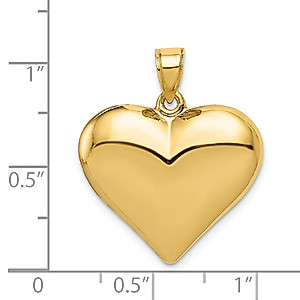 Diamond2Deal 14k Yellow Gold Puffed Heart Pendant (L- 25 mm W- 22 mm)