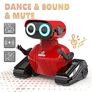 GILOBABY Robot Toys, Remote Control Robot Toy, RC Robots for Kids with LED Eyes, Flexible Head & Arms, Dance Moves and Music, Birthday Gifts for Girls Ages 3+ Years (Red)