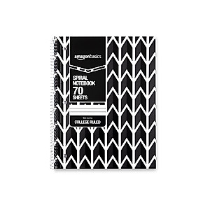 Amazon Basics College Ruled Wirebound Spiral Notebook, 70 Sheet - 5-Pack, Assorted Sunburst Pattern Colors