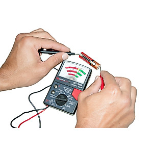 Gardner Bender GBT-500A Analog 1.5 V Button Cell/22.5 Photo/AA/AAA/12 V/9 V/Lantern Cells & More, Leads Battery Tester,14 Battery Range, Black