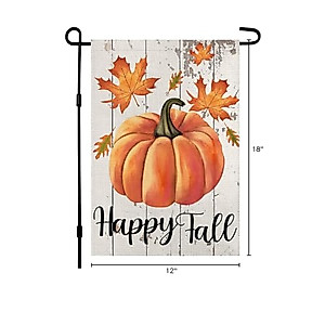 Happy Fall Garden Flag 12×18 Inch Double Sided Vertical Thanksgiving Yard Autumn Pumpkin Outdoor Decor DF076