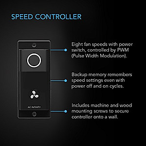 AC Infinity AIRLIFT S14, Shutter Exhaust Fan 14” with 10-Speed Controller, EC Motor - Wall Mount Ventilation and Cooling for Sheds, Attics, Workshops, and Greenhouses