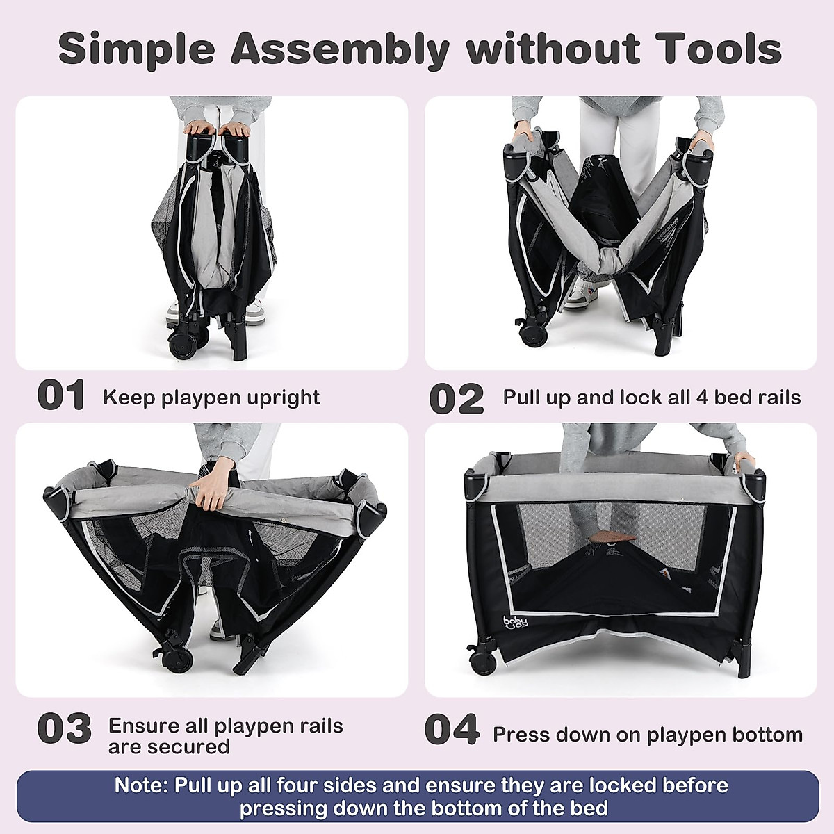 BABY JOY 5 in 1 Pack and Play, Portable Nursery Center Baby Playard w/Bassinet & Diaper Changing Table, Infant Bassinet Activity Center with Toys, Music, Oxford Bag for Toddlers (Space Grey, Classic)