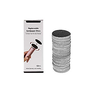 60pcs Self-Adhesive Sandpaper Disk Replacement Pad for Polishing Craft or Electric Foot File Callus Remover Use, Regular Coarse 180 Grit