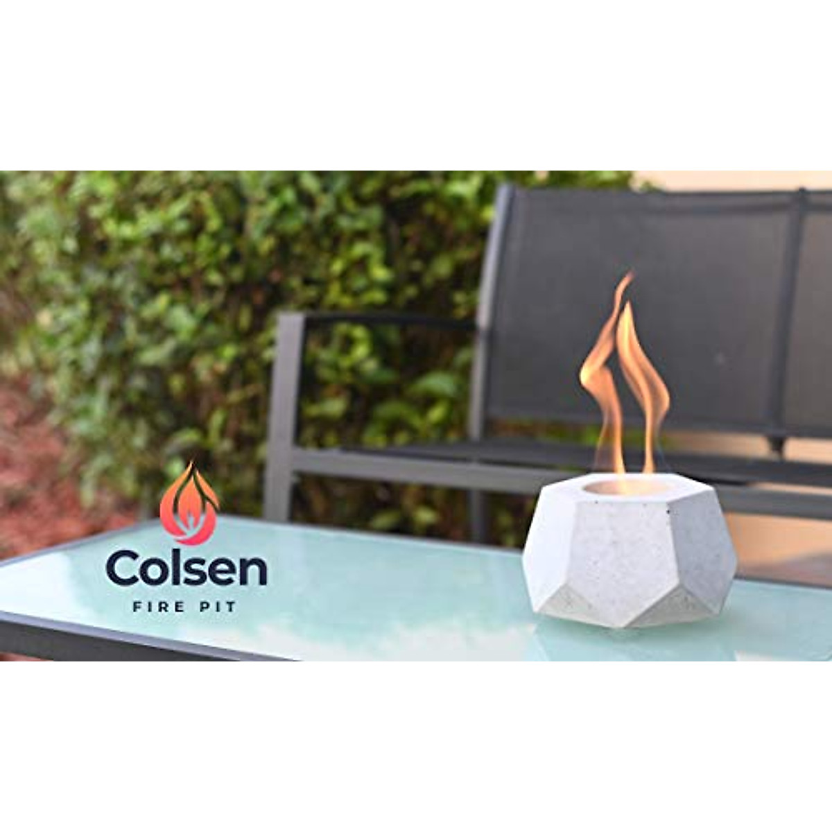 Colsen Hex Large Tabletop Ethanol Fire Pit - Indoor Outdoor Fire Pit, Portable Concrete Bowl Pot Fire Pit