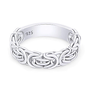 AFFY 14k White Gold Over Sterling Silver Byzantine Ring Jewelry For Engagement Wedding Anniversary Ring Size-8