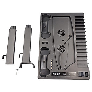 Game Console Cooling Base Handle Holder Charging Stand Multifunctional Charging Cooling Fan Storage Bracket Summer Father'S Day Gift-black