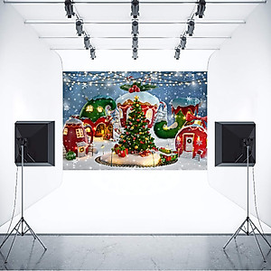 Aperturee 7x5ft Christmas Candy House Photography Backdrop Whoville Decoration Winter Snow Pine Tree Xmas Tree Snowflake Lollipop Background Newborn Baby Shower Photo Studio Booth Prop Banner