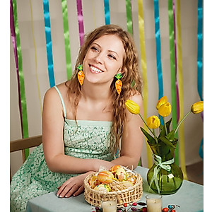 Beaded Easter Earrings for Women Dangling Cute Rabbit Egg Earrings Easter Gifts for Women Friends (Radish)