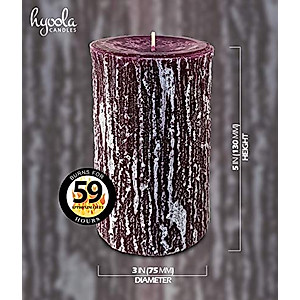 Hyoola Timberline Pillar Candles - 6 Pack - Purple Pillar Candles - European Made Rustic Pillar Candle - 3 Inch x 5 Inch
