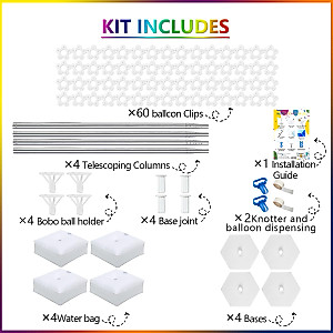 LORRILIA Balloon Column Stand Kit, Set of 4,6.7Feet Height Adjustable Balloon Tower Pillar with Reusable Metal Telescopic Design with base for Birthday arch, Wedding, Graduation Party Decoration Event
