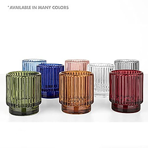 Koyal Wholesale Ribbed Glass Votive Holders (Burgundy, 6)