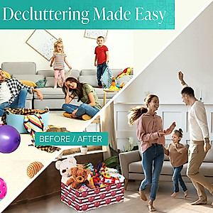 visesunny Closet Baskets Red Apple Stripe Storage Bins Fabric Baskets for Organizing Shelves Foldable Storage Cube Bins for Clothes, Toys, Baby Toiletry, Office Supply