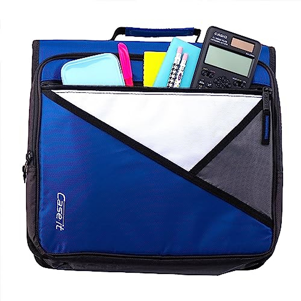 Case-it The Universal Zipper Binder - 2 Inch O-Rings Padded Pocket That Holds up to 13 Laptop/Tablet Multiple Pockets 400 Page Capacity Comes with Shoulder Strap Midnight Blue LT-007