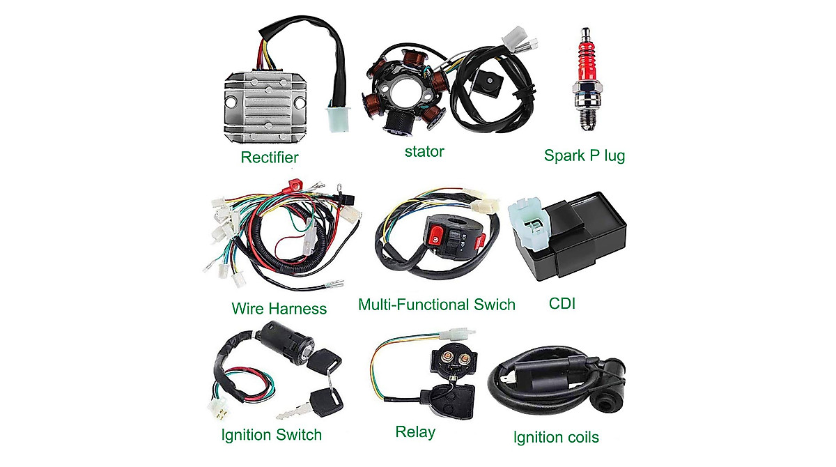 HOOTO Complete Wiring Harness kit for ATV Quad 4 Stroke 50cc 70cc 90cc ...