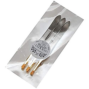 Luxxii (3 Pack) Gold Tone Flat Tweezers - Stainless Steel Flat Tweezers Hair Plucker for Hair and Eyebrows Personal Care (E_GOLD TONE)