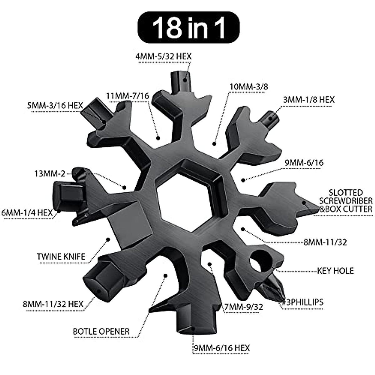 2 Pcs Snowflake Tools 18-in-1 Stainless Steel Snowflakes Multi-tool Fathers Day Giftss for Husbands, Keychain Multitool New Tools and Gadgets Cool and Unique Fathers Day Gift