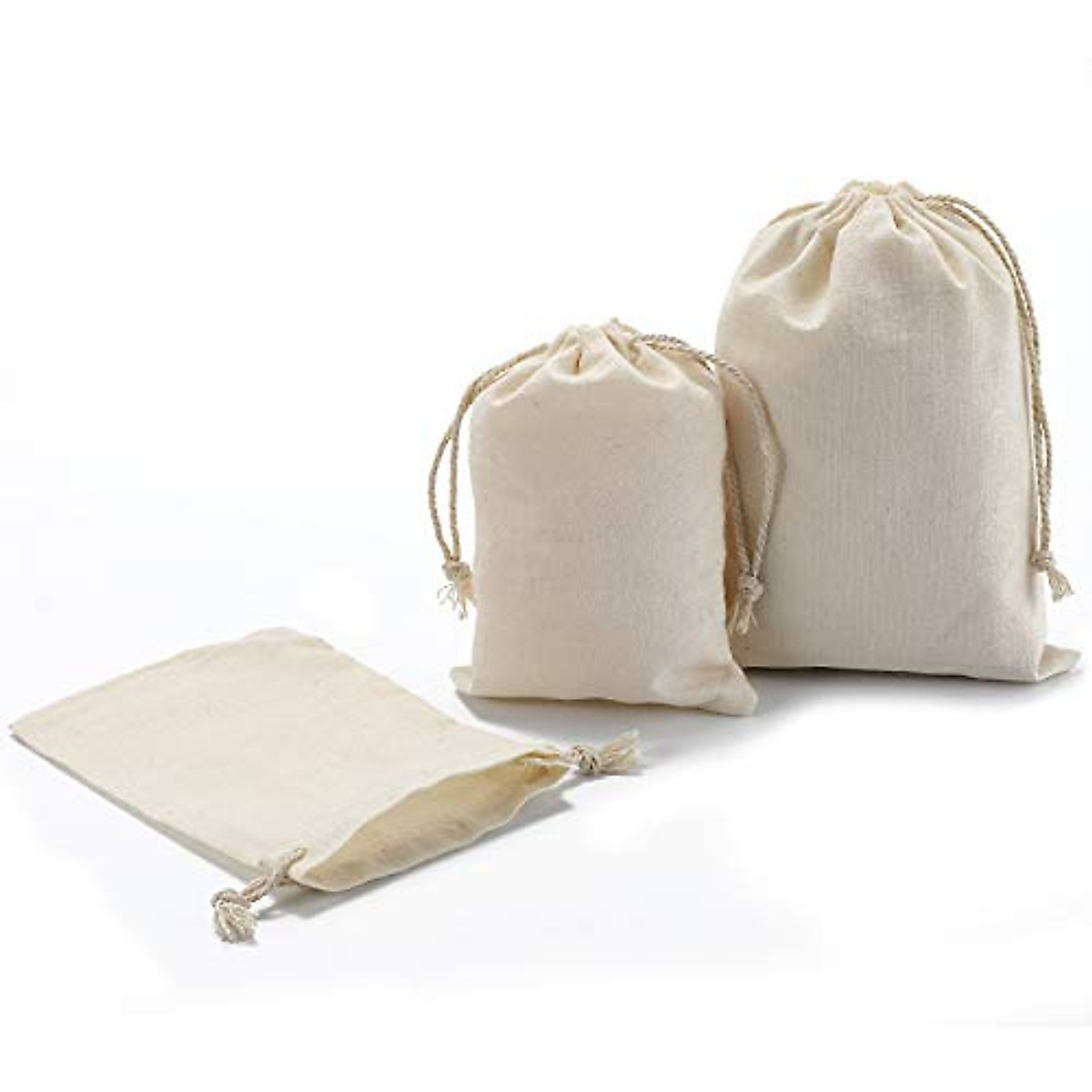 DRQ Muslin Bags Drawstring Cotton Bags, Organic Cotton Fabric Bags -Mix Size 30Pcs 5x7 in And 20 Pcs 4 by 6 Inch Party Favor Bags,Sachet Bag,Cloth Bags