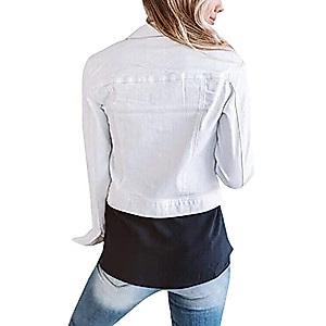 YUZIBAO Women's Oversized Jean Jacket Button Down Cropped Denim Jean Jacket Coat(White,S)