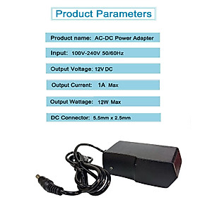 12V 1Amp DC Power Supply 12V 1000mA AC/DC Adapter 100-240V AC to DC 12Volt 1A 0.8A 500mA Power Adapter Transformer 12V 1A AC Adapter 5.5mm x2.5mm US Plug for 12V LED Strip Light CCTV Camera