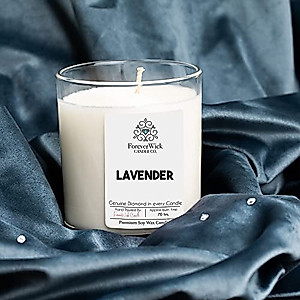 Lavender & Magnolia Surprise Candle with Diamond Inside | Foreverwick Candles | Scented Soy Candles Gifts for Women Aromatherapy Candle Wax | Romance Candles All-Natural Organic Soy Candle 14oz | 70h