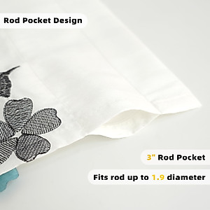 DriftAway Isabella Faux Silk Embroidered Kitchen Swag Valance Embroidered Crafted Flower 2 Pack 60 Inch by 18 Inch Plus 1.5 Inch Header Ivory Blue