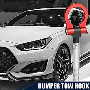 X AUTOHAUX Red Aluminum Alloy Round Front Rear Bumper Trailer Ring Eye Towing Tow Hook Screw for Hyundai Veloster 2012-2017